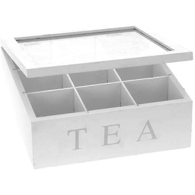 Wooden Tea Box, Tea Box In White, Tea Box With 9 Compartments,white ...