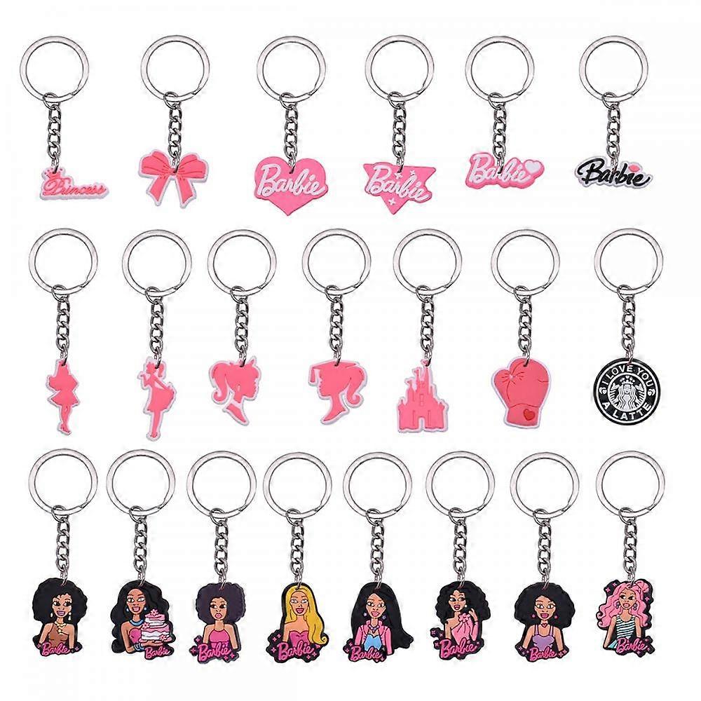 Kawaii 20 Styles Barbie Keychain Anime Cartoon Pvc Soft Rubber Key ...