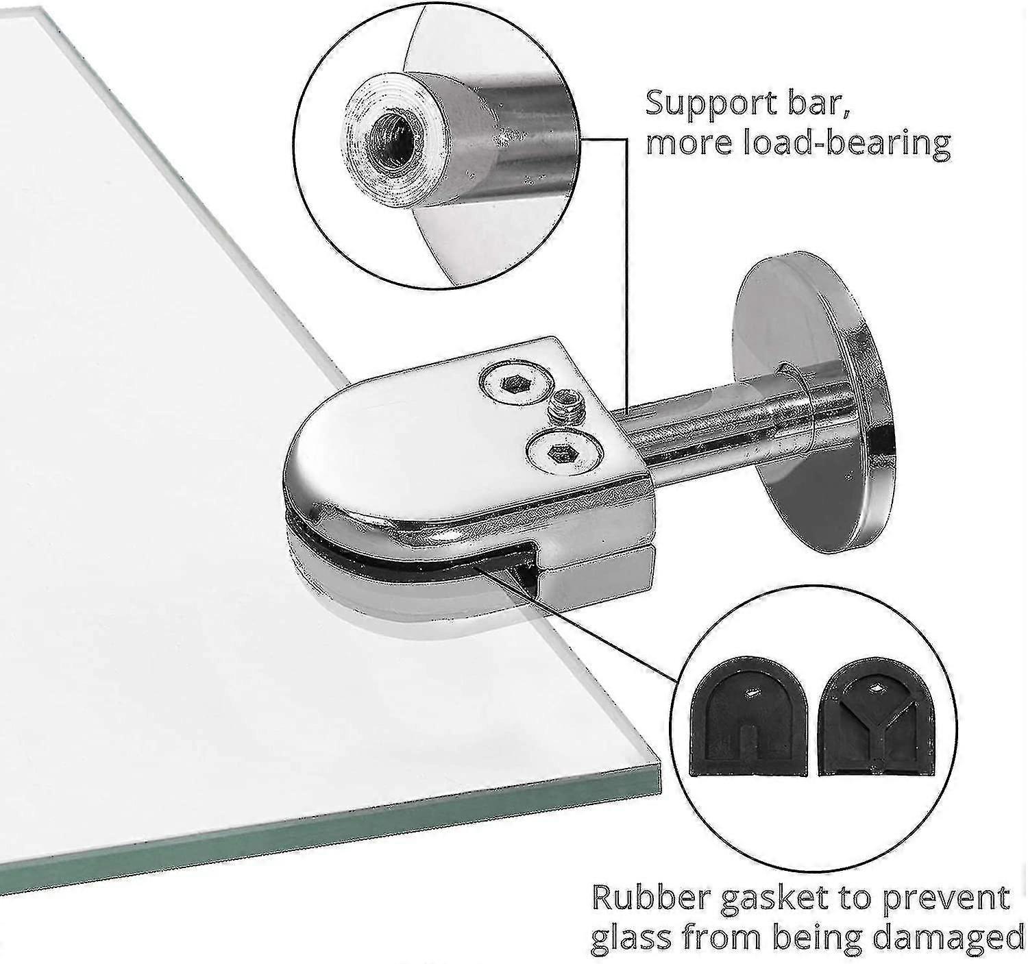 Glass Clamps 4 Pcs 304 Stainless Steel Glass Bracket Adjustable Glass ...