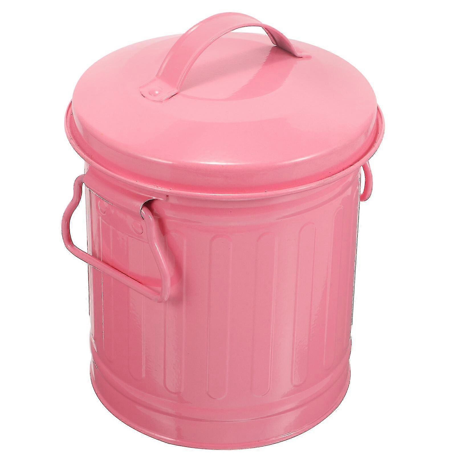 Table Garbage Bucket Metal Trash Can Table Waste Bin With Lid Small ...