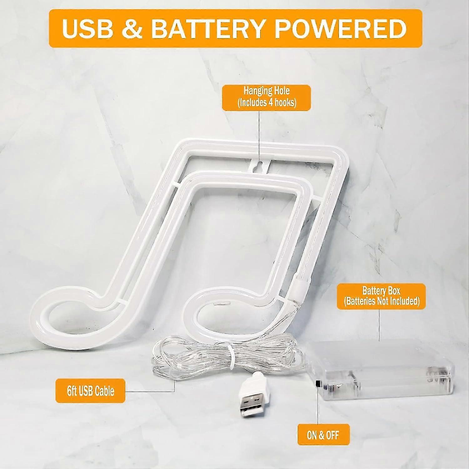 Wall Decor Led Music Note Shaped Neon Lights Decorative Night Light For ...