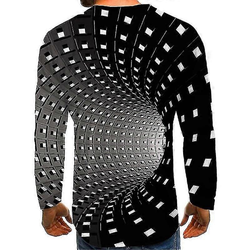 Men's Optical Illusion Graphic Plus Size T-shirt Print Daily Long ...