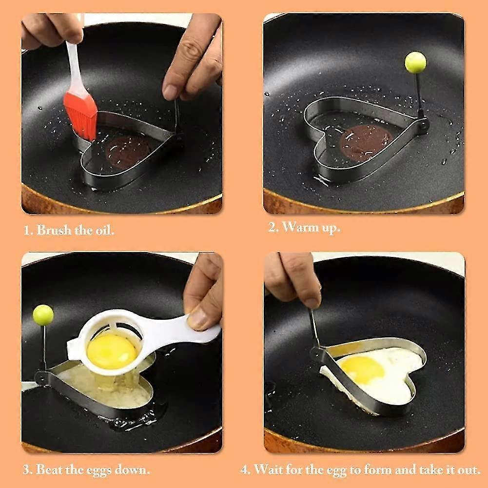 5 Shapes Non-stick Fried Egg Mold Egg Rings With Handle Stainless Steel ...