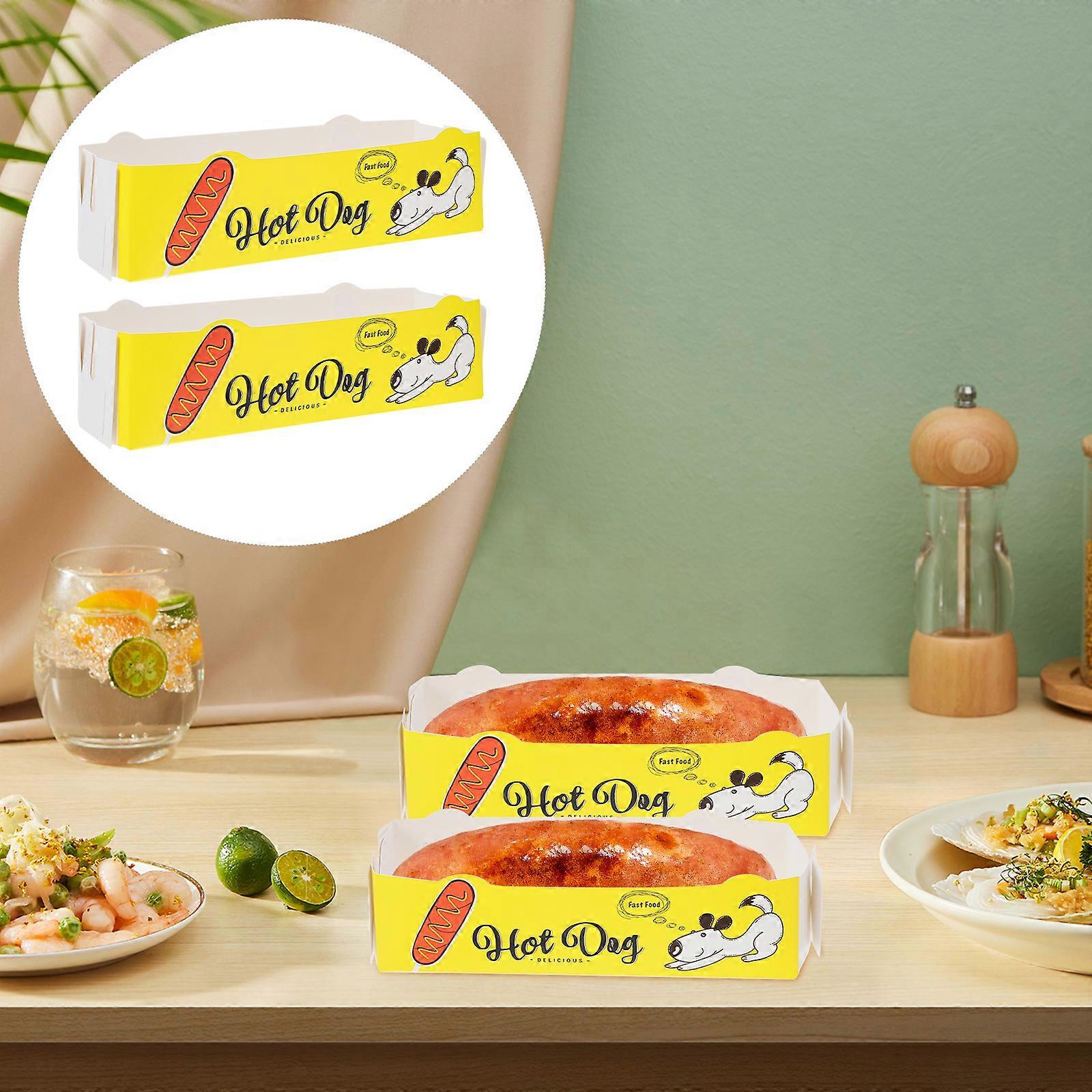 50 Pcs Small Containers Hot Dog Holder Containers Lids Hot Dog Boxes ...