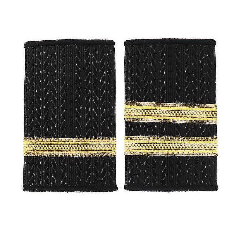 1pair Epaulettes Professional Pilot Uniform Epaulets Gold Stripe ...