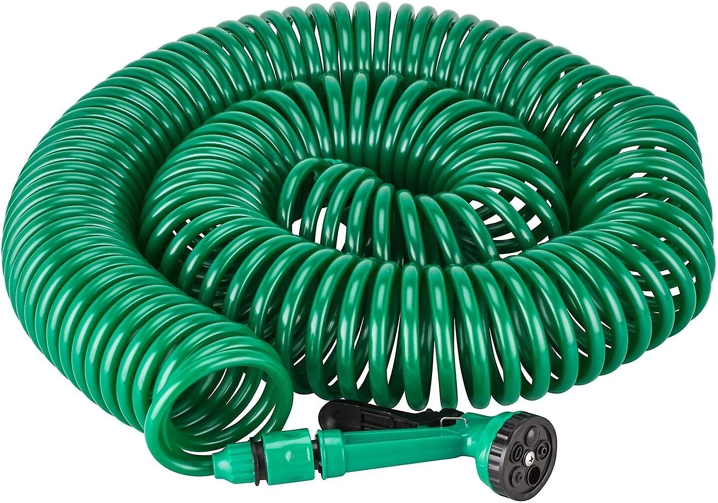 Retractable Garden Coil Hose Pipe Expandable 7 Function Water Spray Gun ...