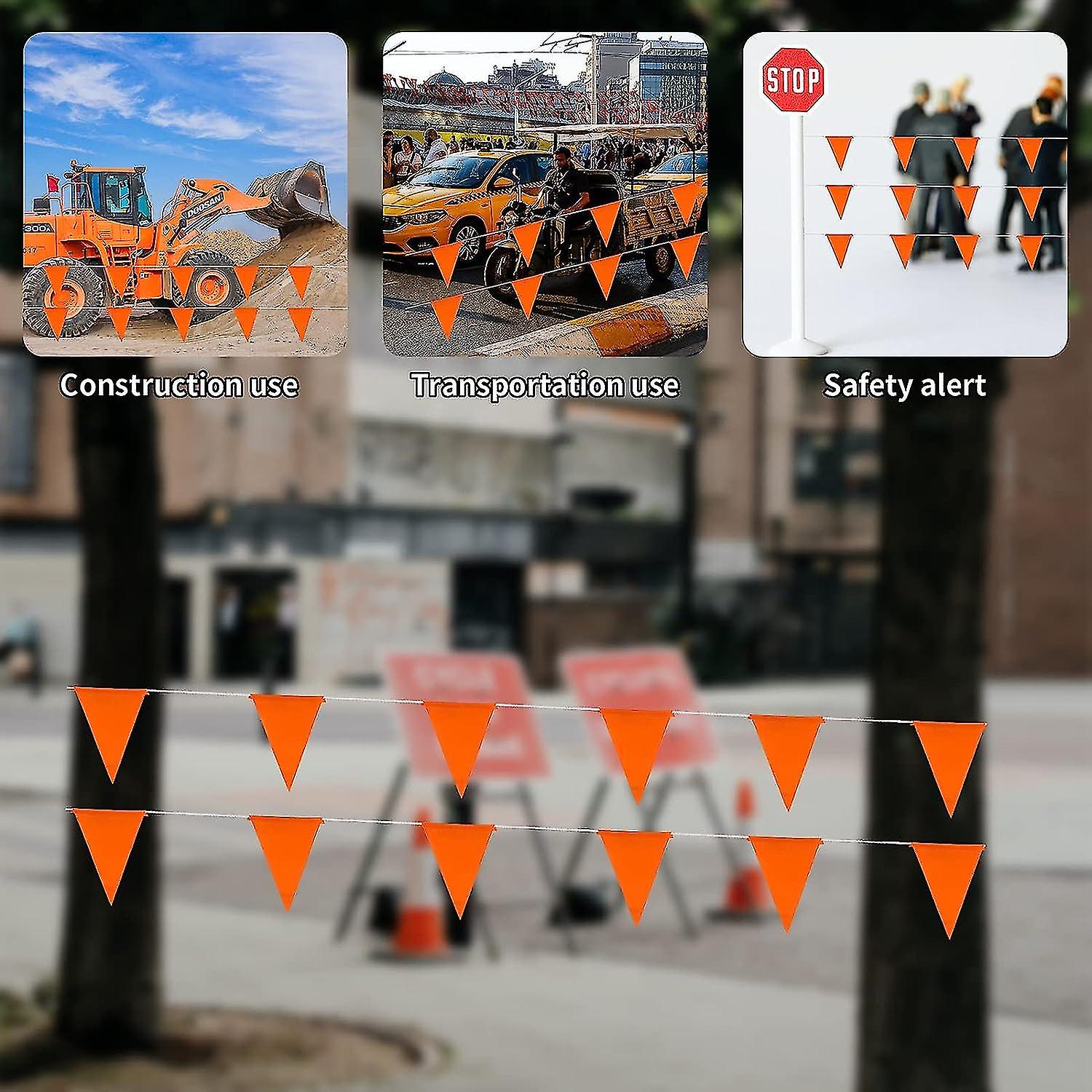 45 Pieces 98 Feet Reflective Orange Safety Pennant Banner String Pvc ...