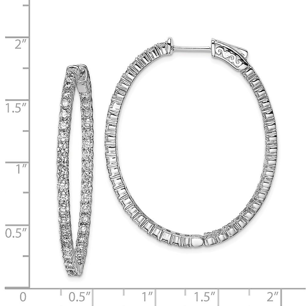 925 Sterling Silver Polished Hinged hoop Safety clasp Rhodium Plated ...