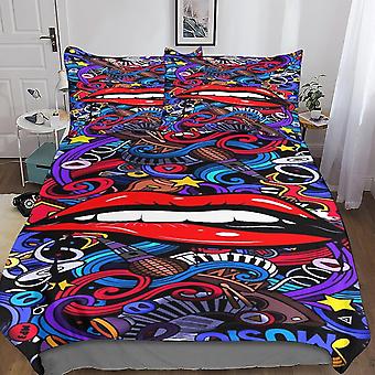 ARIJORJA kiss Duvet Cover Double Graffiti Pattern Bedding Set Soft ...