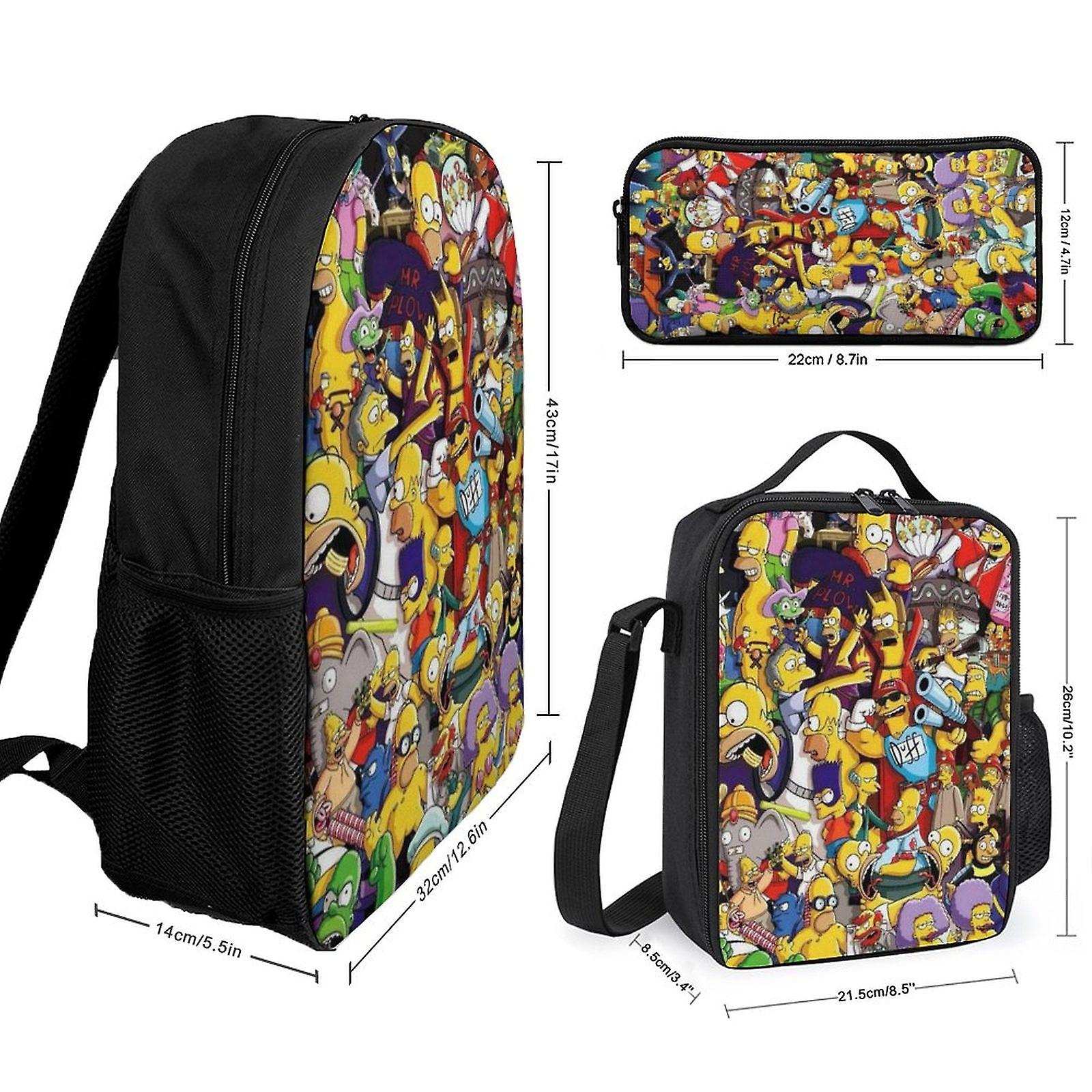 Simpsons Backpack With Lunch Bag Pencil Bag 3D Printing Cartoon ...