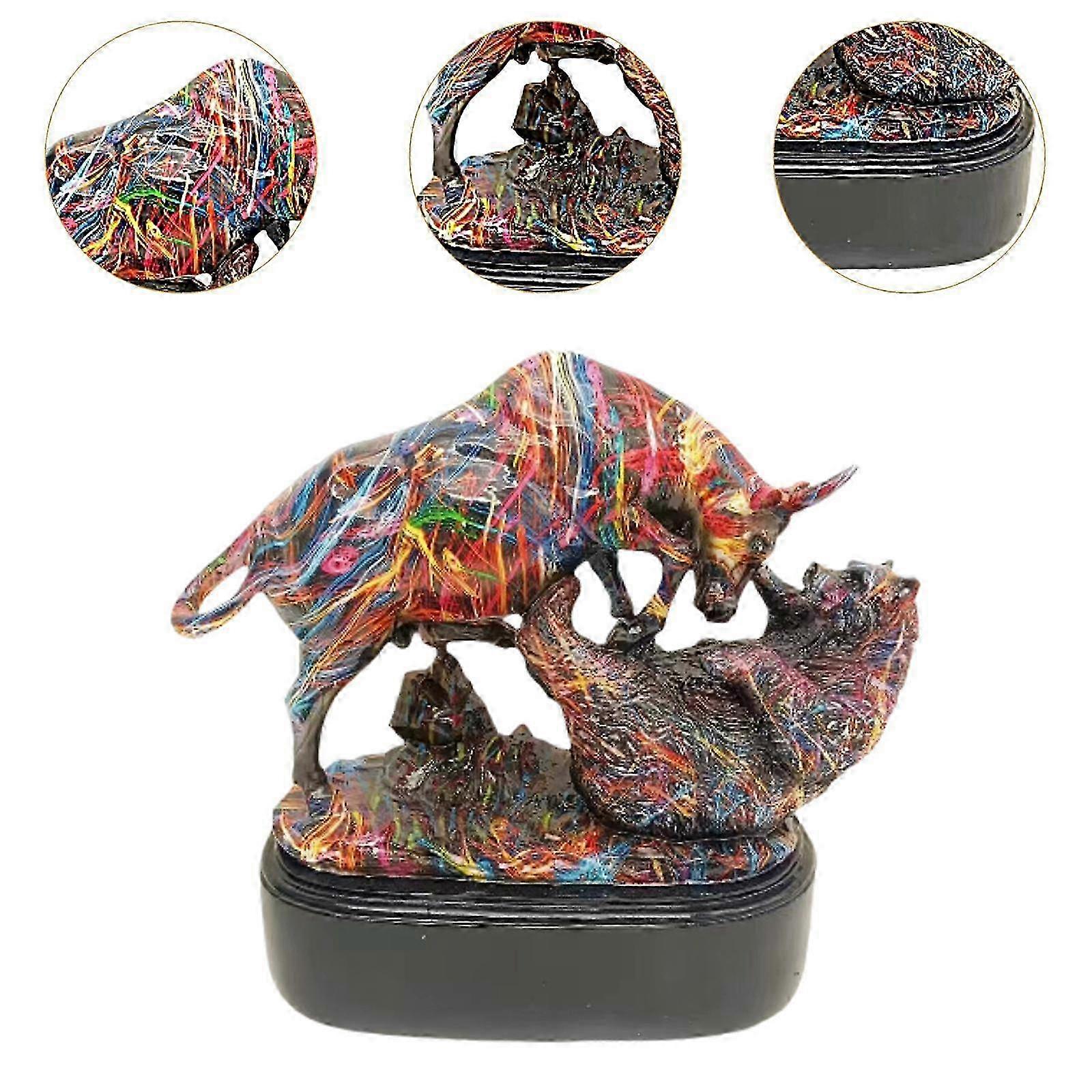 Bull And Bear Statue Desktop Figurine For Office Decoration Shelves ...