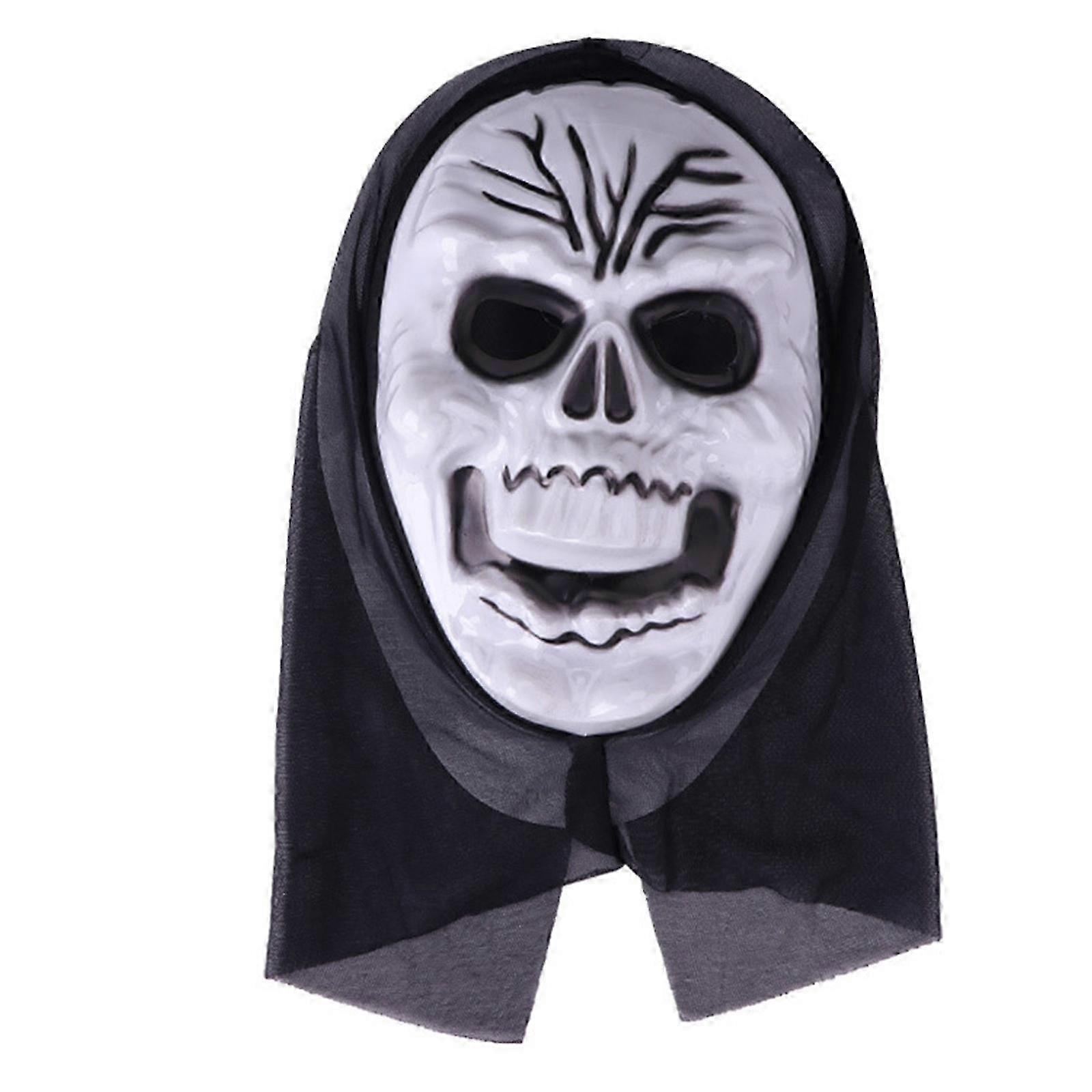 Mask With Shroud 2024 Halloween Scream Full Head Masks Scary Party ...