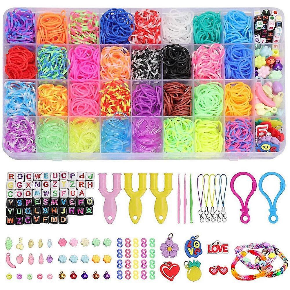 2500PCS Loom Bands Rubber Bracelet Making Kit S Clips Beads DIY Toys ...