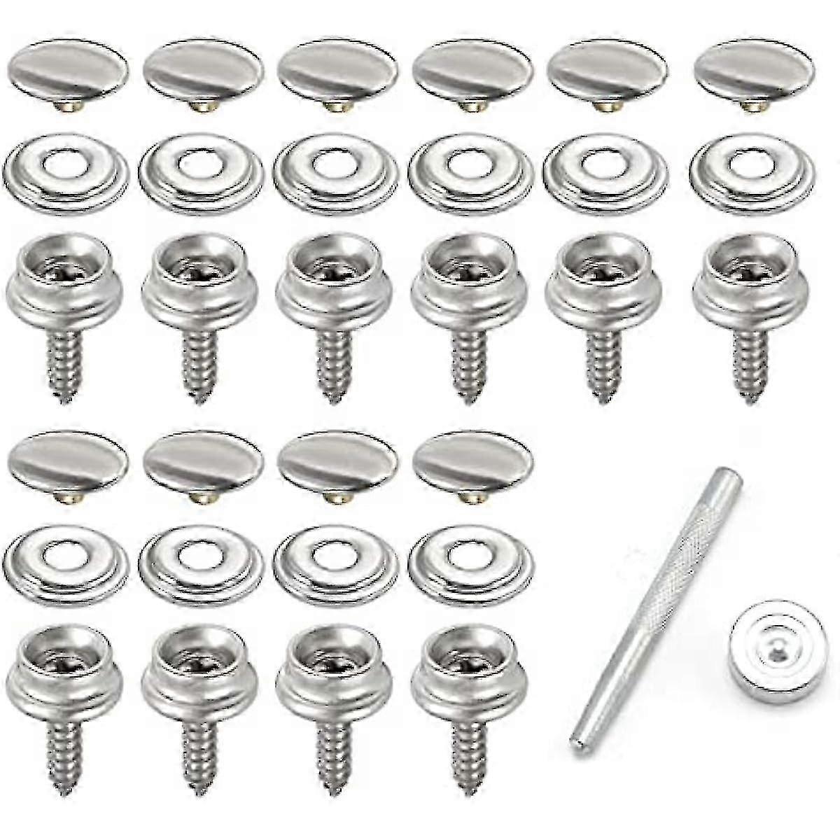 Pack Of 50 Screw-on Push Buttons Stainless Steel 58 Inch Snaps Closure ...