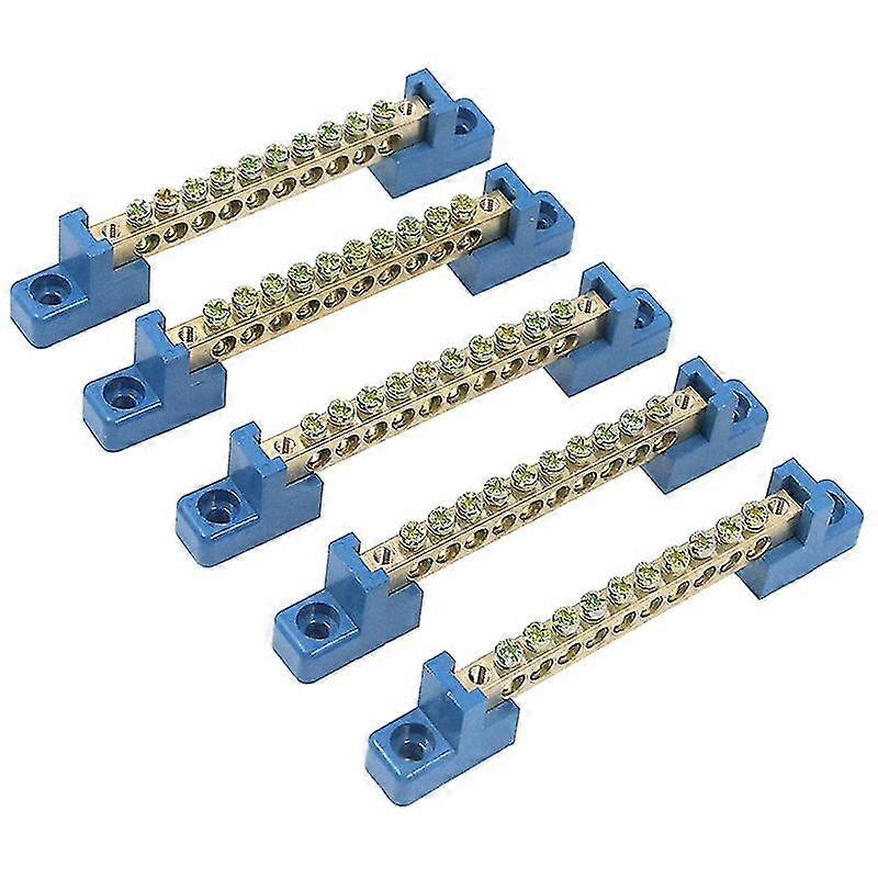 Terminal Block Blue Terminal Bus Bar 10 Positions Screw Brass Terminal ...