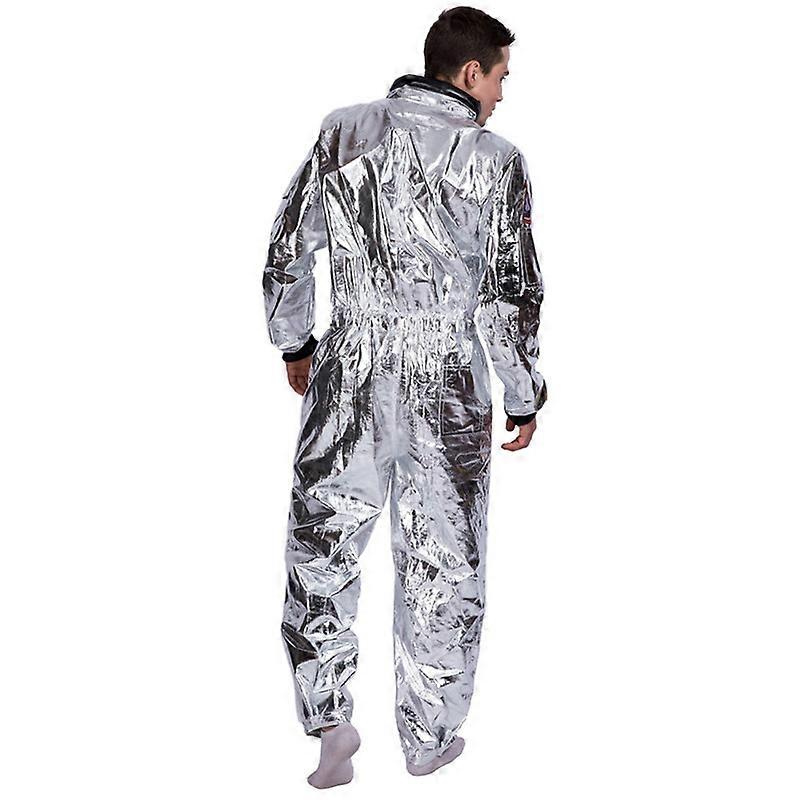 Adult Astronaut Costume Jumpsuit Silver Space Suit for Men with ...