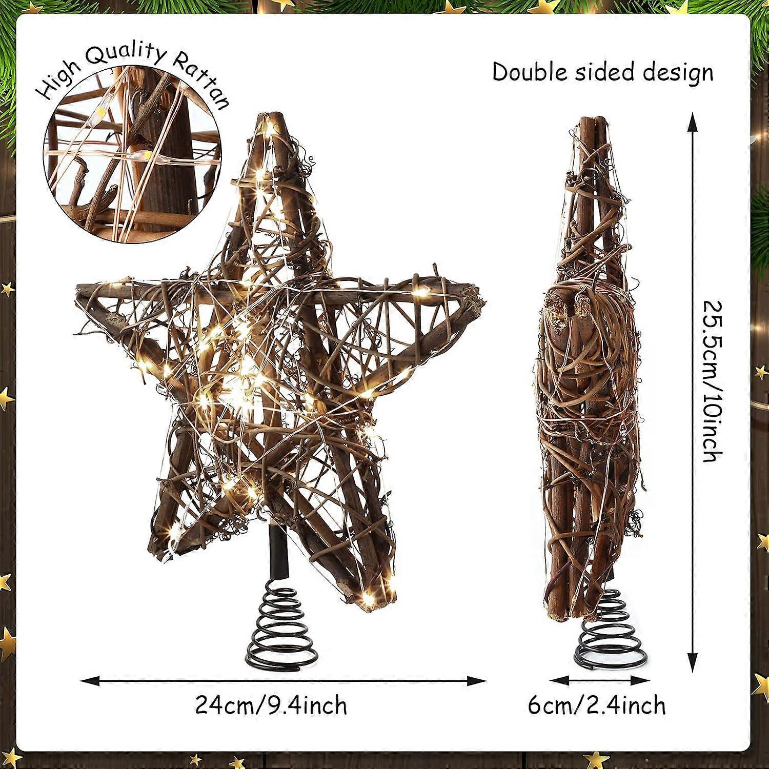 SBSG Star Tree Toppers Christmas Decorations Indoor Natural Brown ...