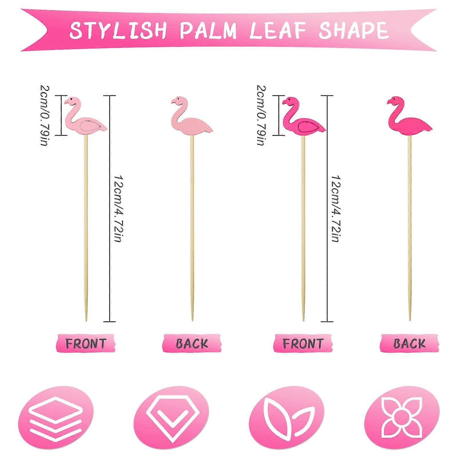 100 Counts Flamingo Cocktail Sticks, Handmade Wooden Skewers with ...