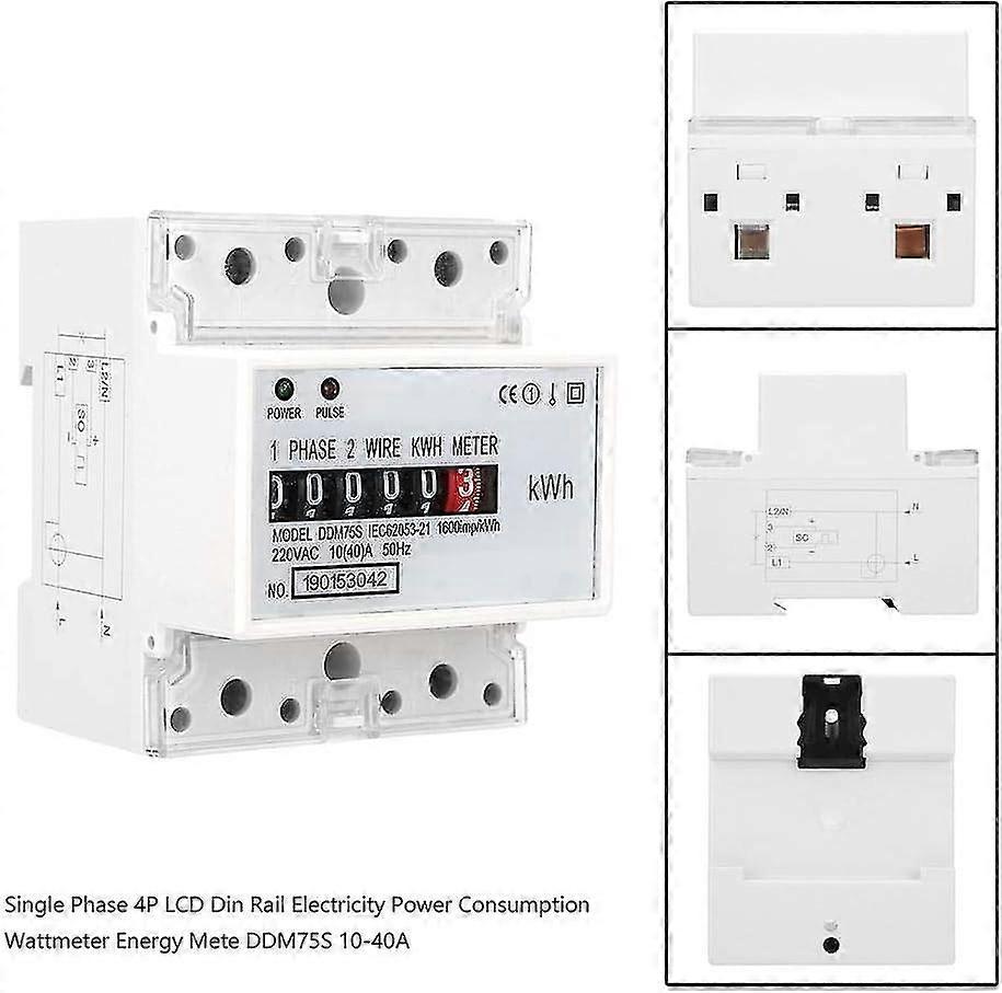 Electric Meter, Watt-hour Kilowatt-hour Meter, 4p Led Rail-type Single ...