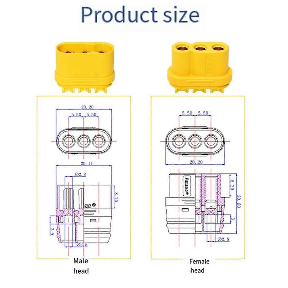10Pair MR60 MR 60 Fireproof Female Male Three-Core Connector with ...