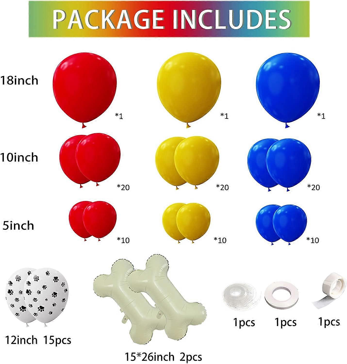 Paw Balloons Garland Kit with Balloon and Red Yellow Blue Dog Paw Latex ...