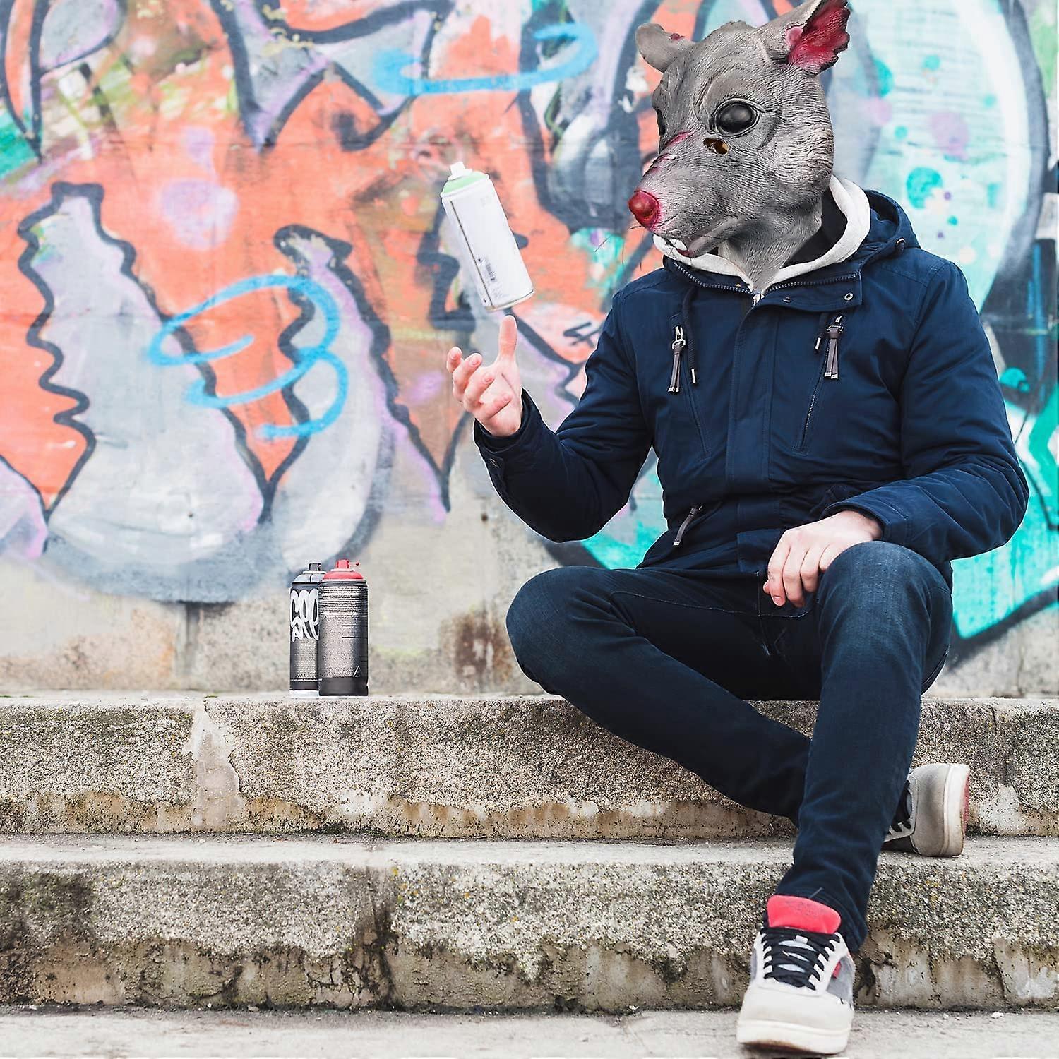 Three Dogs Party Mouse Head Mask Animal Scar Rat Mask Halloween Cosplay ...