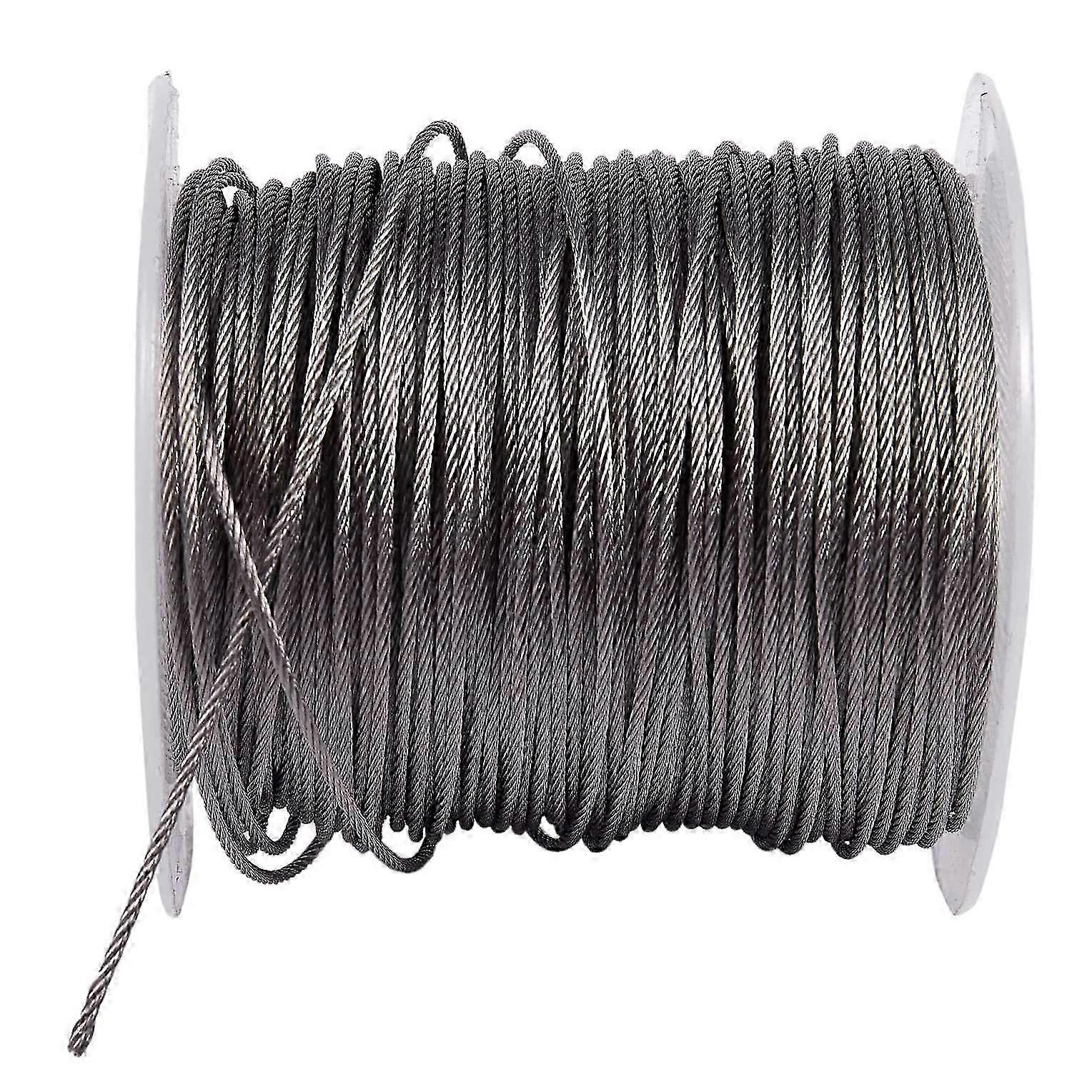 Hoisting Lifting 7x7 1mm Dia Stainless Steel Flexible Wire Rope 177ft ...