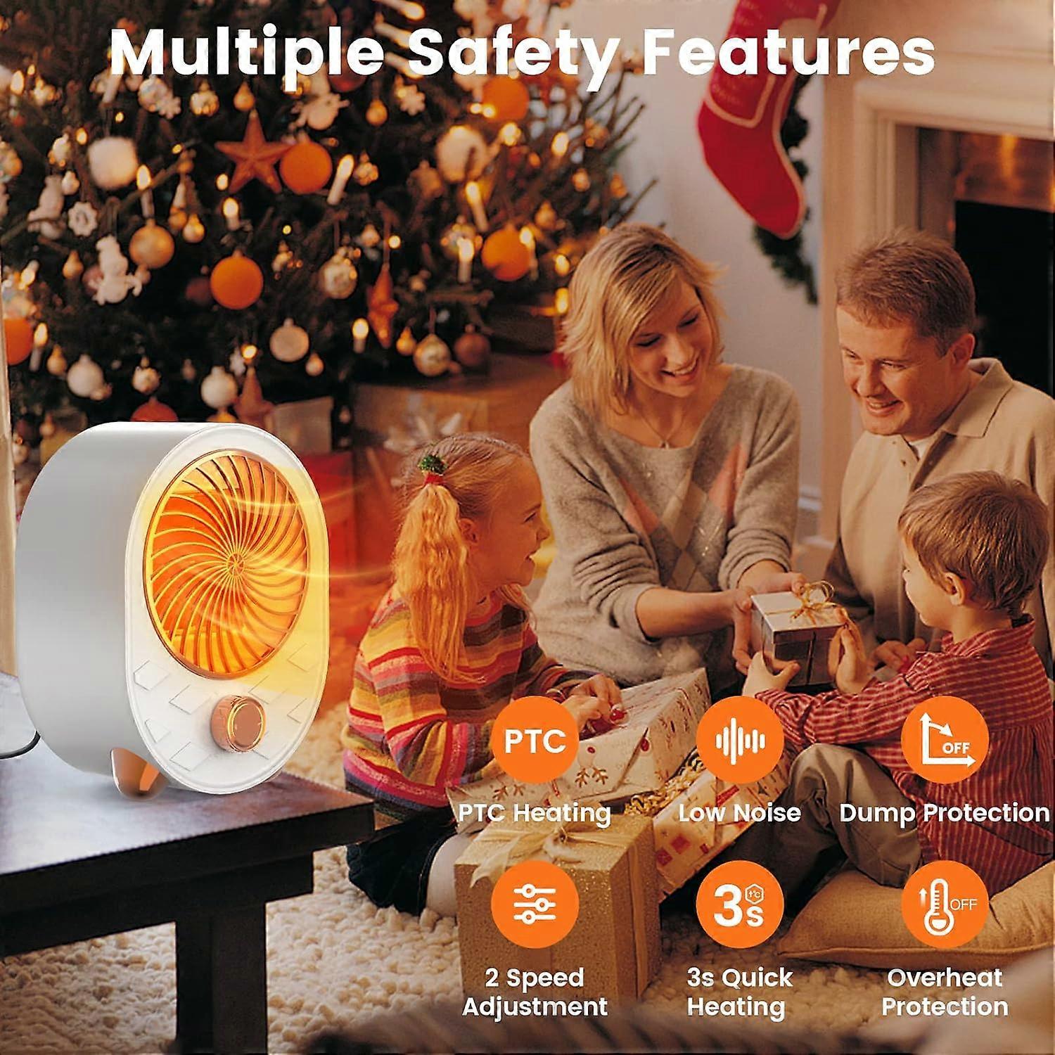 Ceramic Fan Heater Electric Heating 1000W, Adjustable Thermostat ...