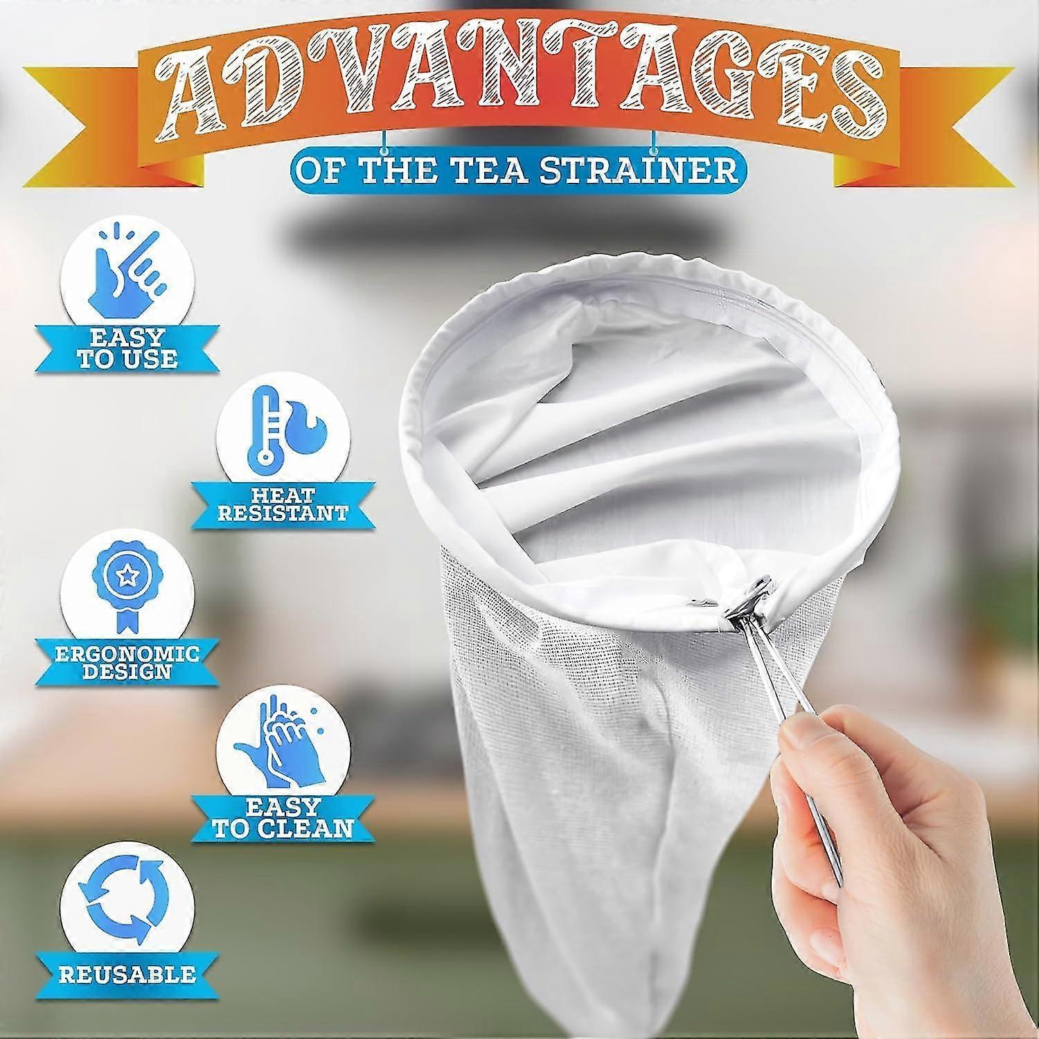 Stainless Steel Tea Strainer With Handle - 5.3 Inches Muslin Cloth ...