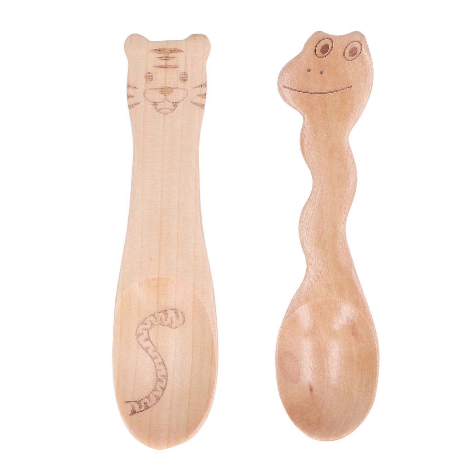 2pcs Soup Spoon, Tiger Snake Shaped, Beech Wood for Kids | Fruugo UK