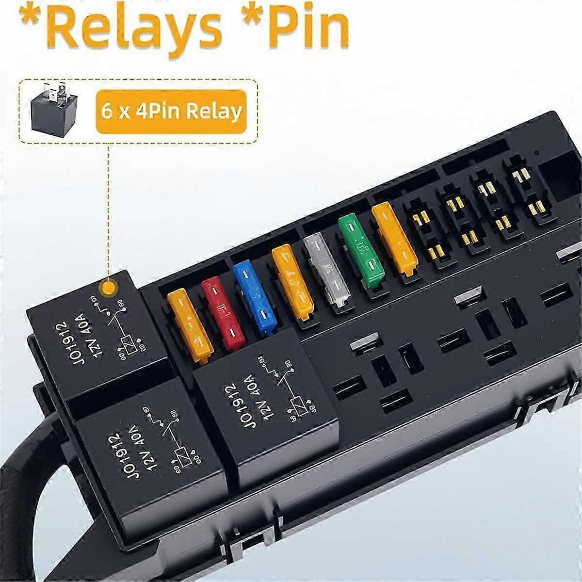 12V Fuse and Relay Box, 11 Way 4 Pin 6 Slot, Fuse Relay Block ...