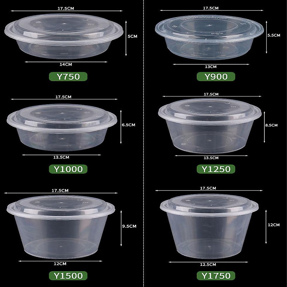 Disposable Lunch Box Bowl With Cover Round Takeaway Packing Box Black ...