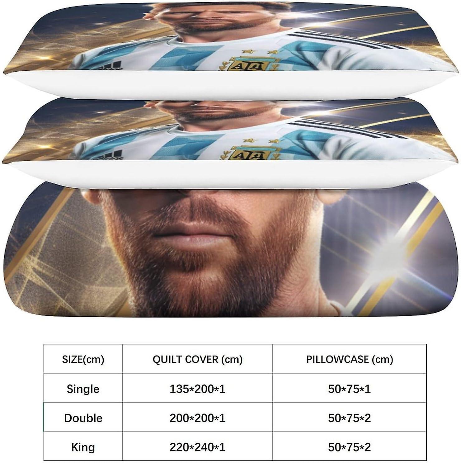 DSJackson Lionel Messi Quilt Cover Bedding Sets - 3 Pieces Set with 3D ...