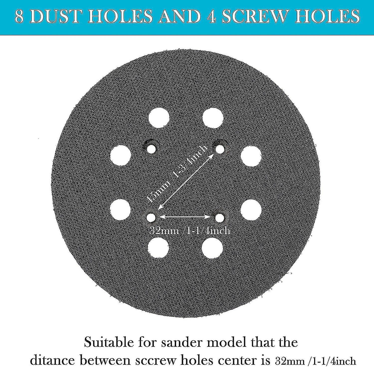 2 Pieces 125mm 8 Hole Hook And Loop Orbital Sander Pad Replacement ...