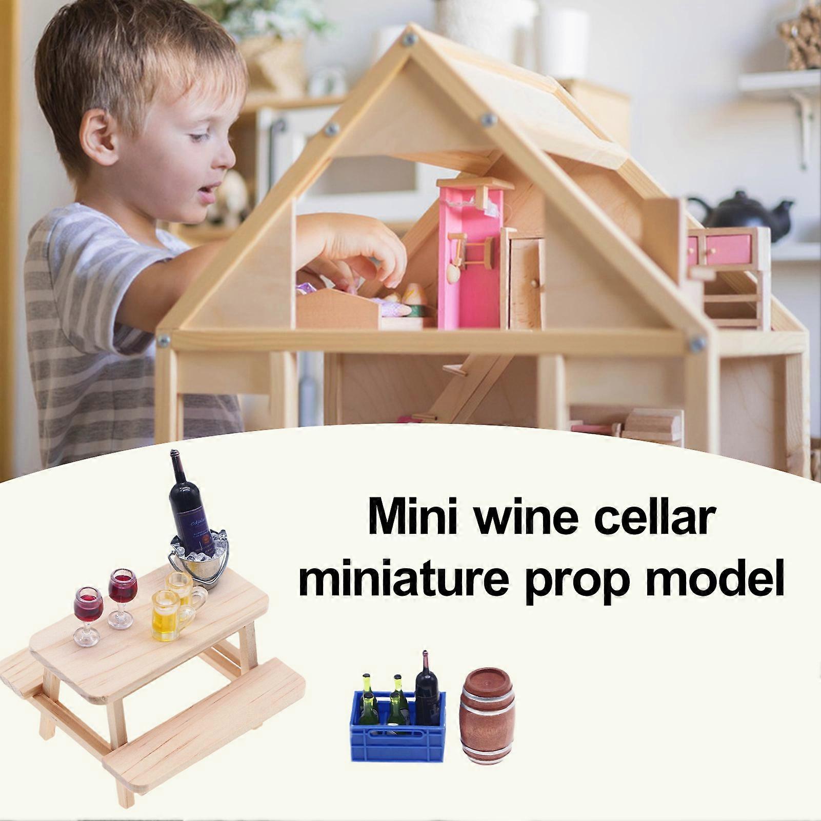 1 Set Mini Wine Cellar Dollhouse Simulation Miniature Red Wine Bottle ...