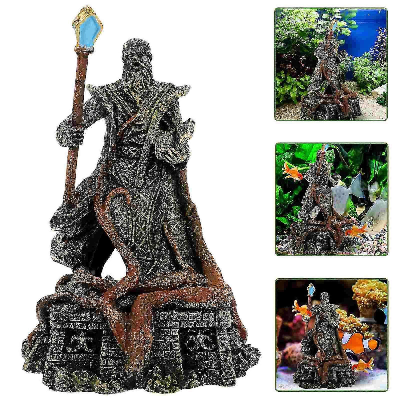 Poseidon Aquarium Decorations God of the Sea Fish Tank Resin Pharaoh ...