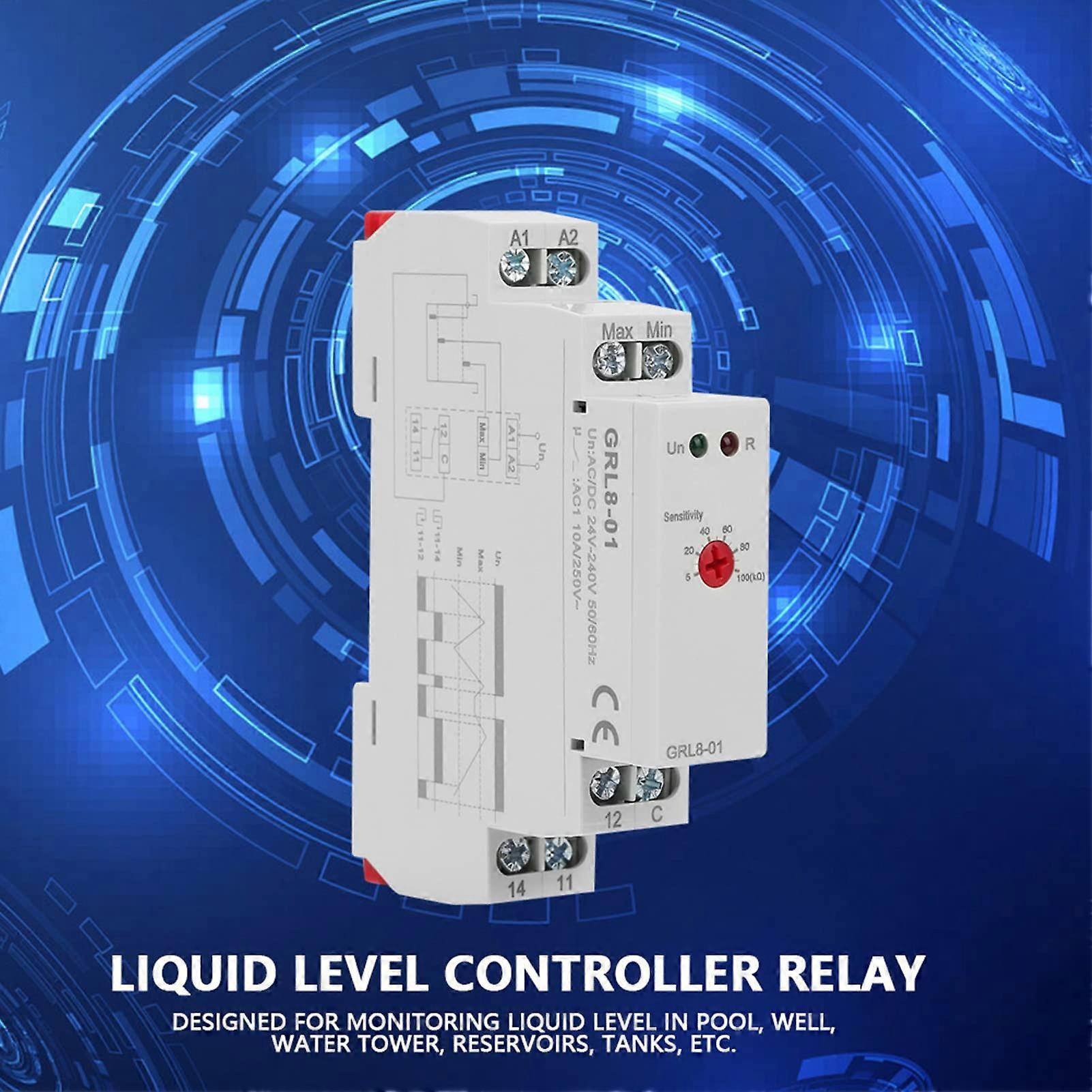 GRL801 Water Level Control Relay, 35mm DIN rail Liquid Level Controller ...
