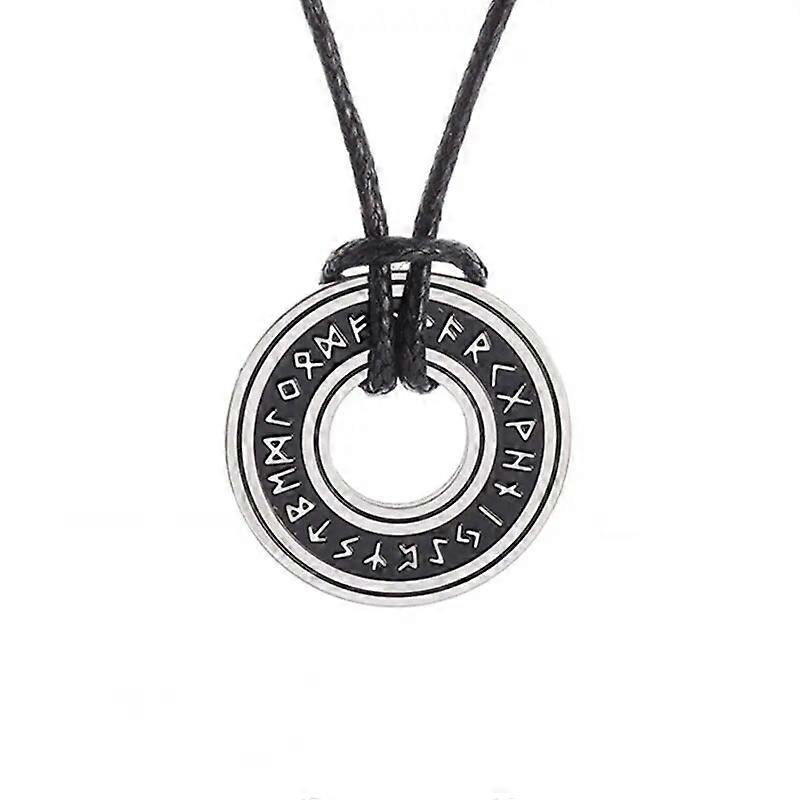 Vintage Norwegian Viking Rune Necklace with Adjustable Braided Leather ...