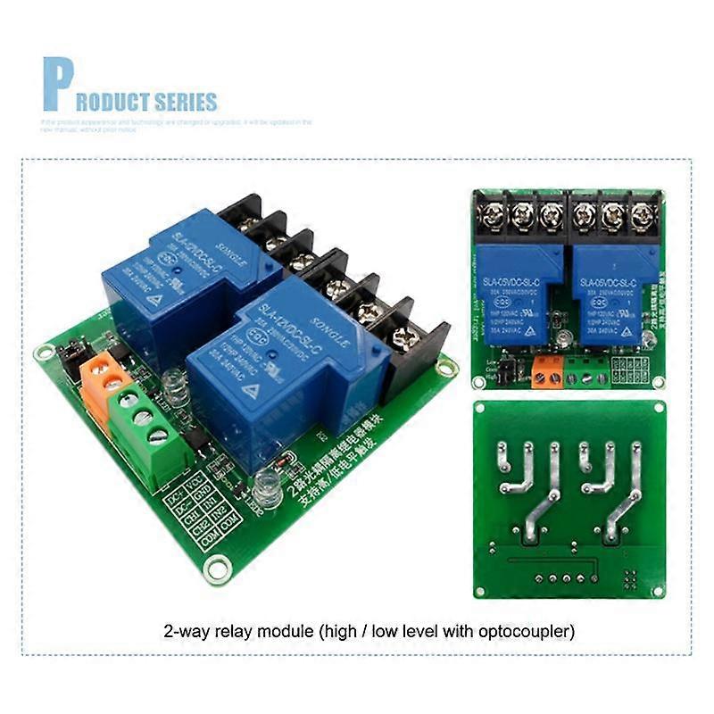 2 Channel Relay Module 30A with Optocoupler Isolation High Low Trigger for PLC with Guide Rail ...