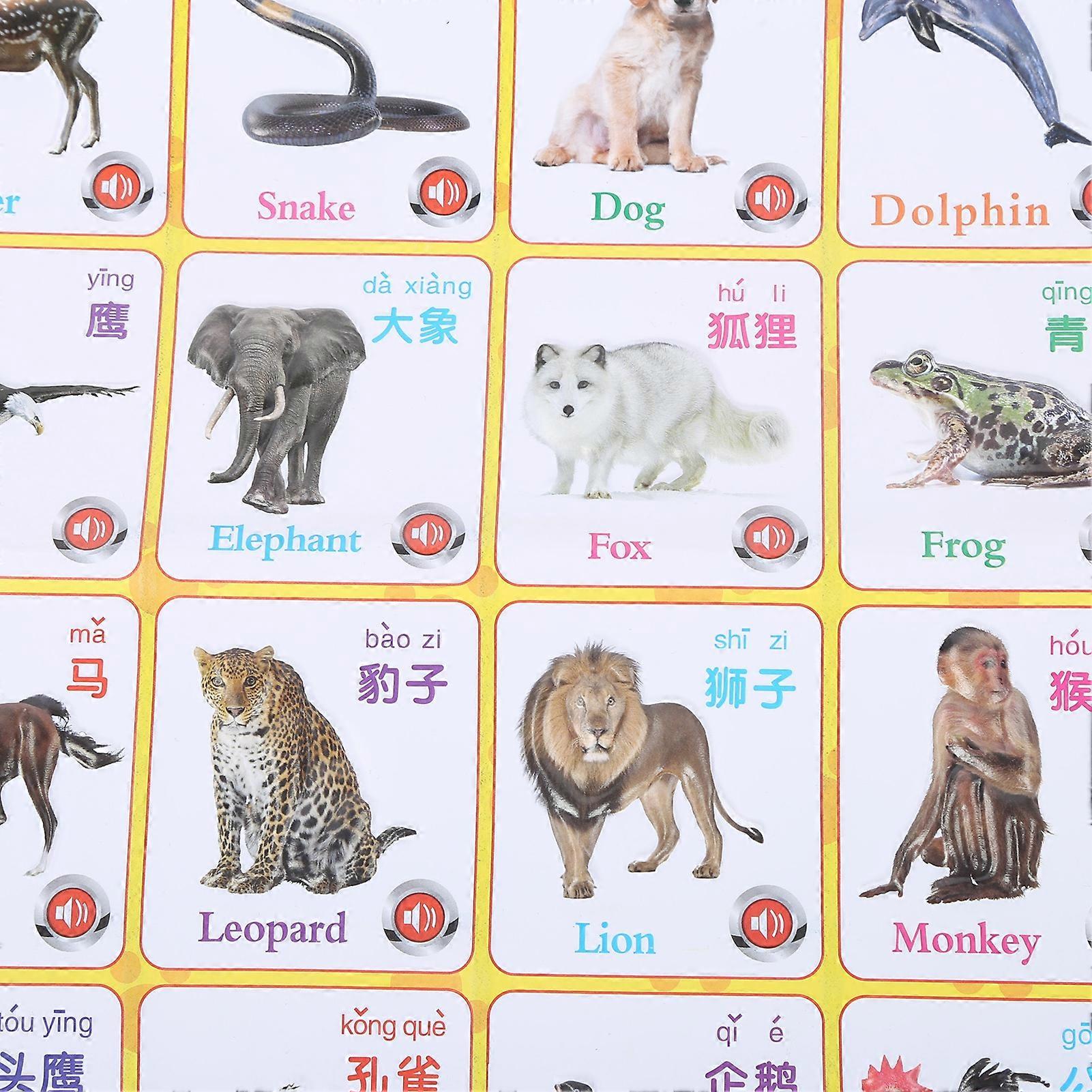 Animal Learning Bilingual Poster Wall Chart Electric Toddler Learning ...