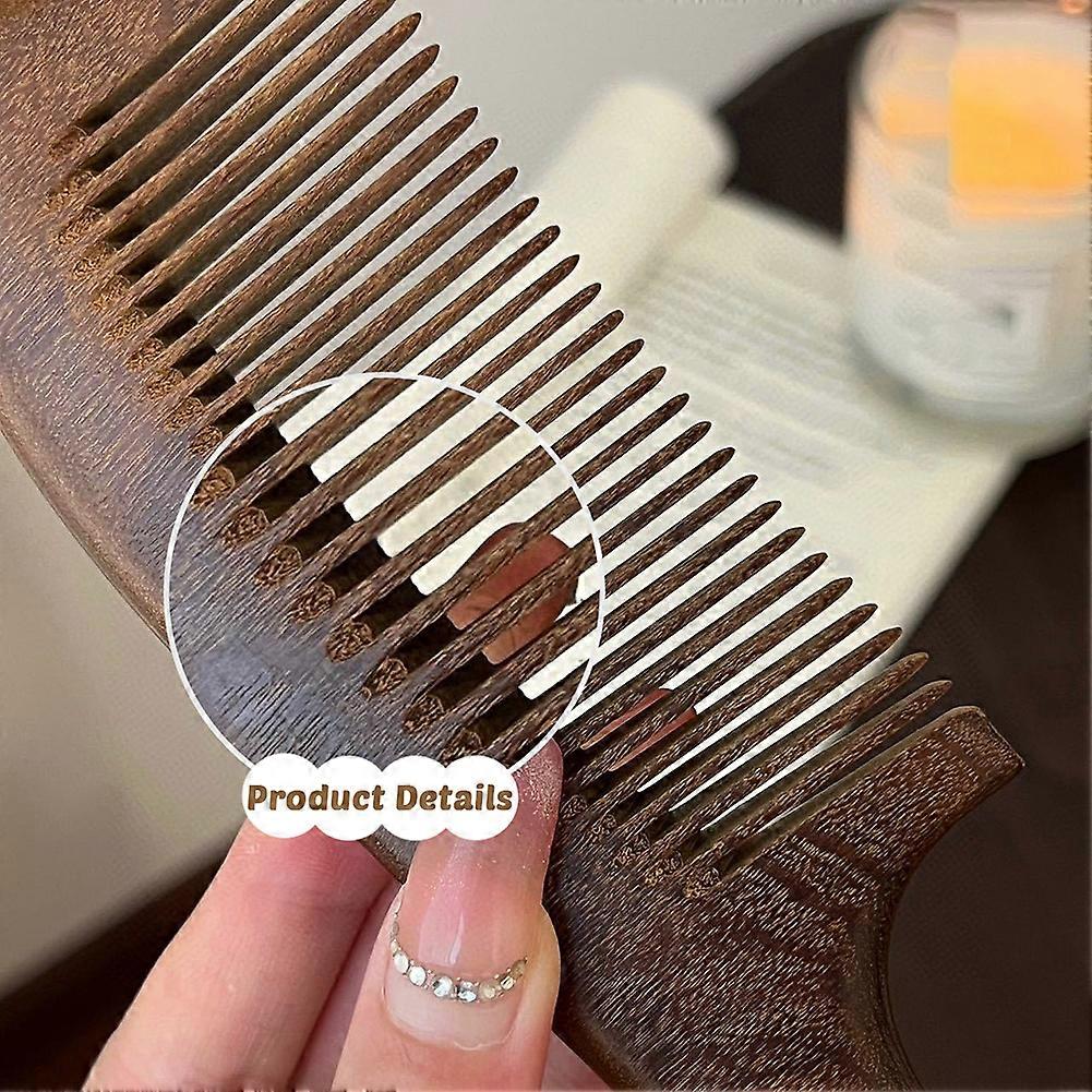 Natural Wooden Wide Fine Tooth Hair Comb Set Multifunctional Wet Dry ...