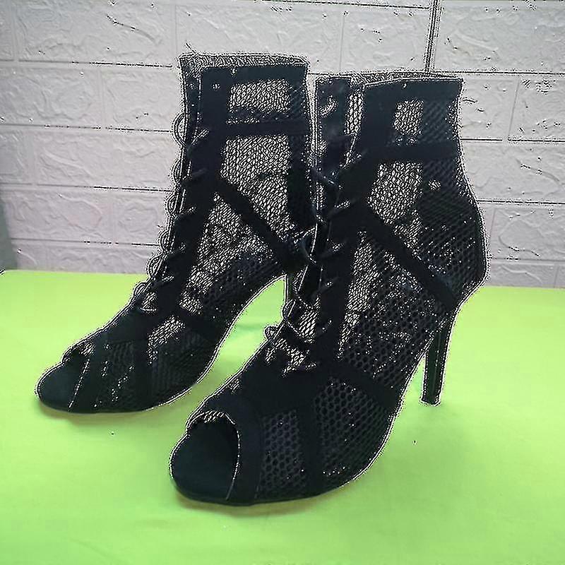 En's High Top Dance Shoes Black Ballroom Boots Salsa Tango Shoes Girl ...