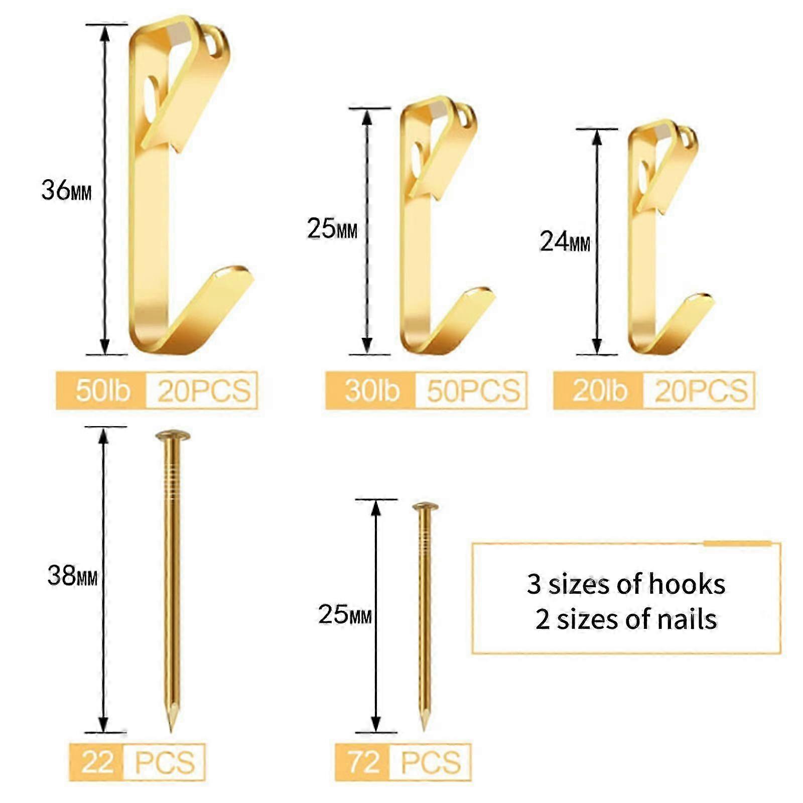 Picture Hanging Hooks, 184pcs Picture Hanging Kit Including 20lb/30lb ...