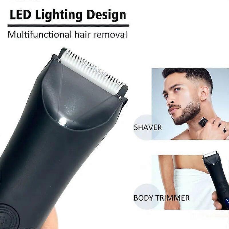Electric Groin & Balls Shaver Body Hair Trimmer for Men with LED Light ...