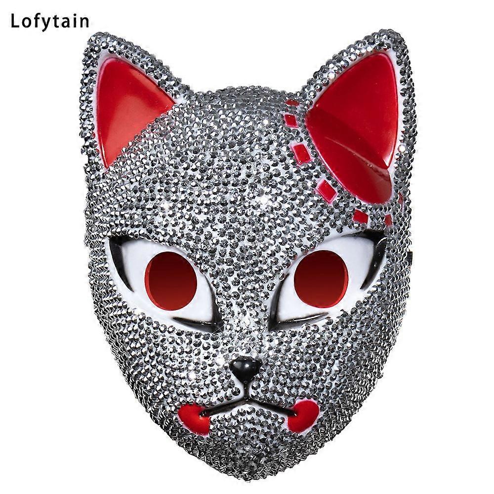 Lofytain Anime Demon Slayer Fox Masks Handmade Rhinestone Mask Cosplay ...