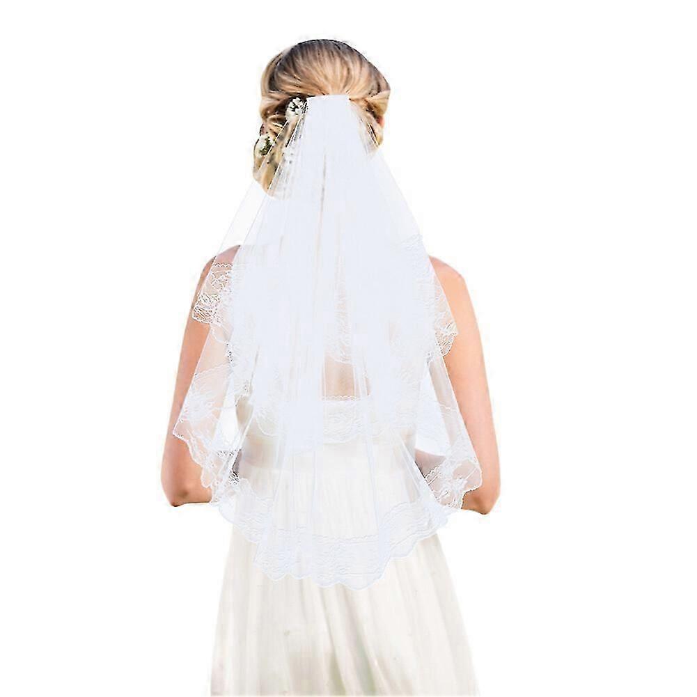 Bridal Veil,3 Tier Short Lace Edge Wedding Bridal Veil with Comb ...
