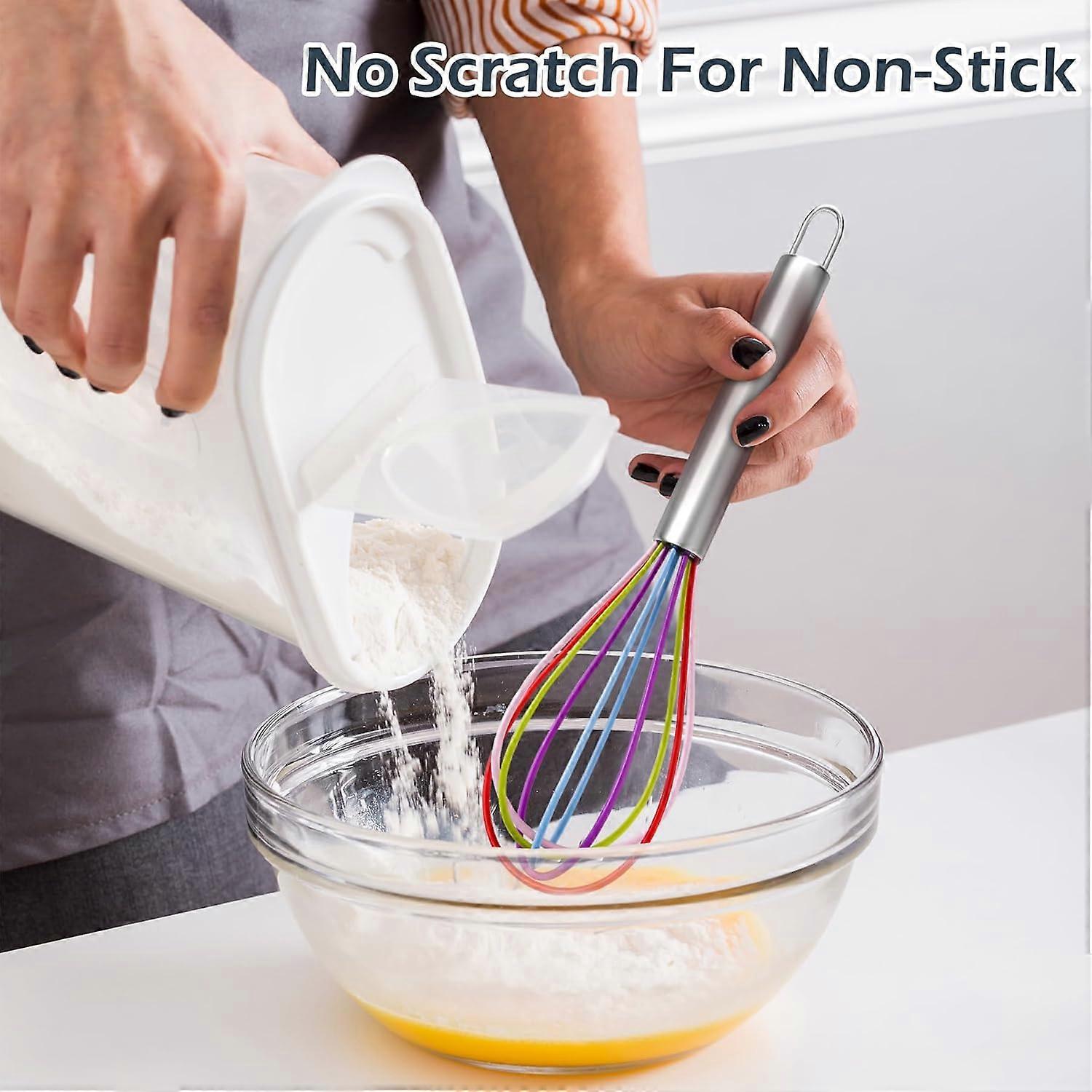 Silicone Whisk Set, 3 PCS Stainless Steel Wire Whisks, Rubber Whisks ...