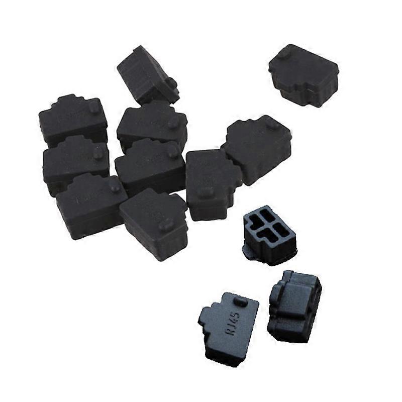 100Pcs Black Ethernet Hub Port RJ45 Anti Dust Cover Cap Protector Plug ...