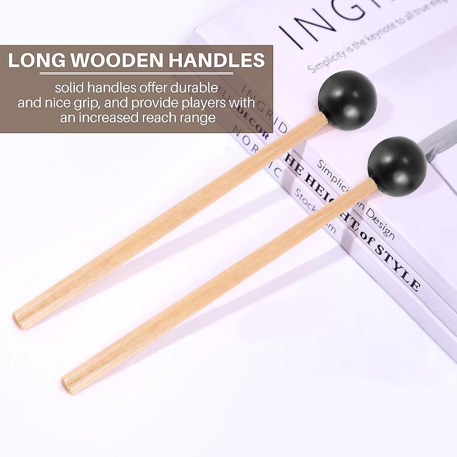 2pcs Soft Rubber Head Sticks Wood Handle Mallets for Glockenspiel ...