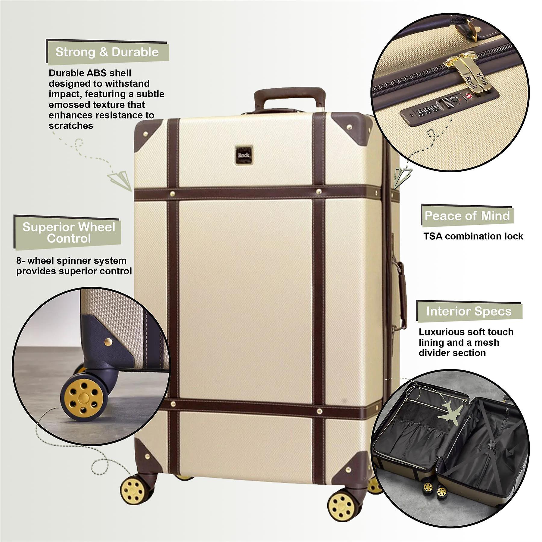 Hard Shell Gold Luggage Suitcase Set Trunk Cabin Travel Bags | Fruugo US